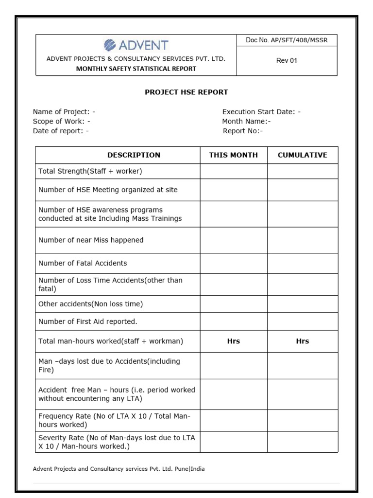 Monthly Safety Report | PDF | Safety | Labor Relations