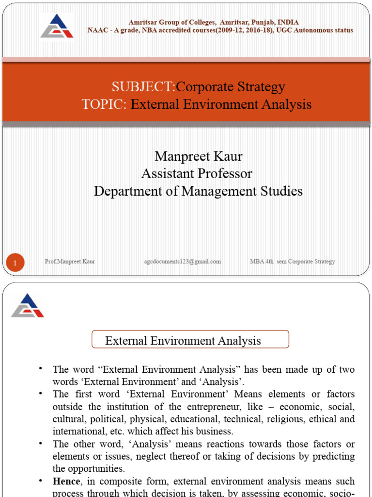 External Environment Analysis | PDF | Swot Analysis | Purchasing Power ...