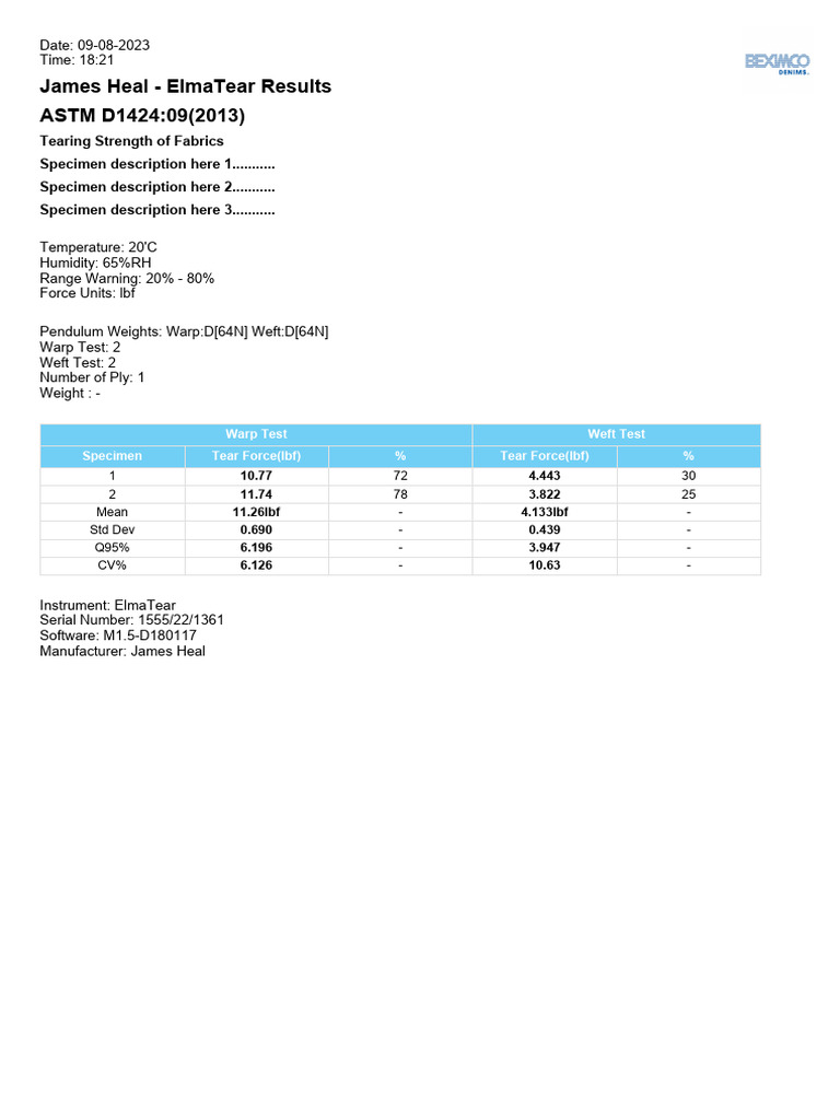 ElmaTear1555 - ASTM D1424-09 (2013) 09082023 | PDF | Computers