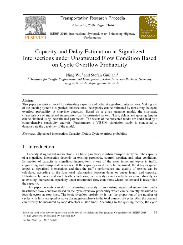 Capacity and Delay Estimation at Signalized Intersection 2016 Transportation | PDF | Regression ...