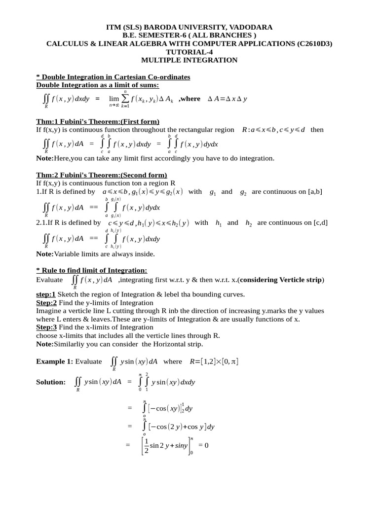 Cla - Multiple Integration | PDF | Integral | Function (Mathematics)
