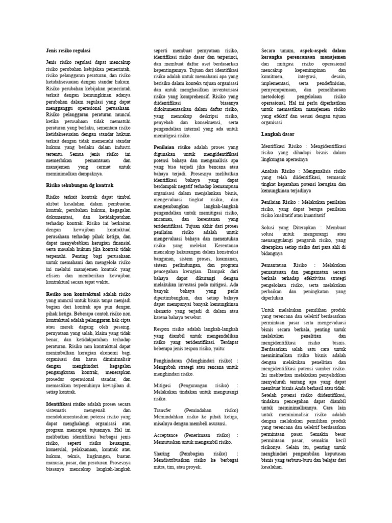 Kisi Kisi Risk MNJ | PDF