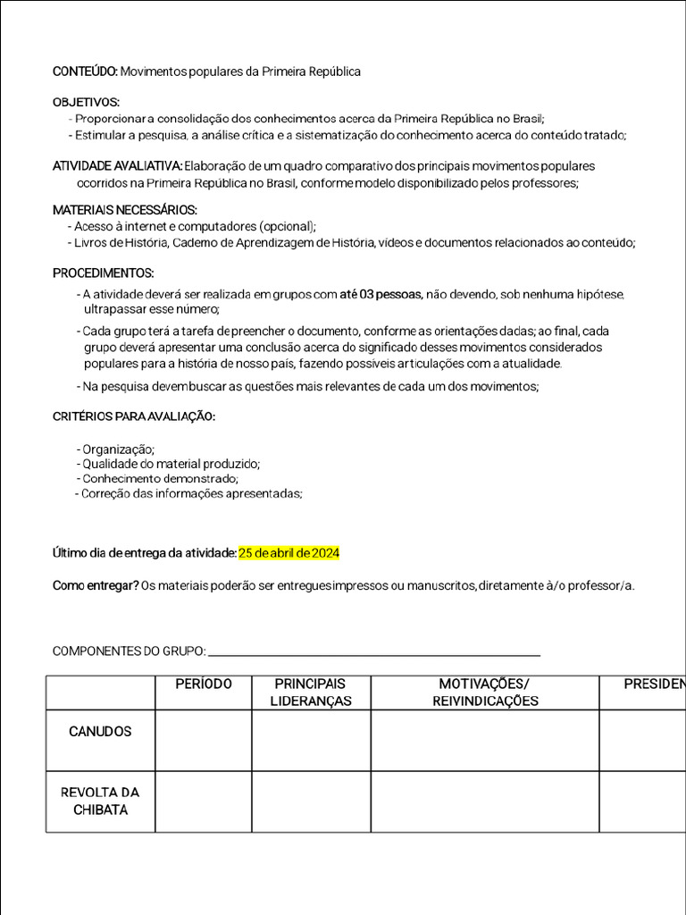 Aval Parc 2 HIST 3 Ano Unidade I | PDF