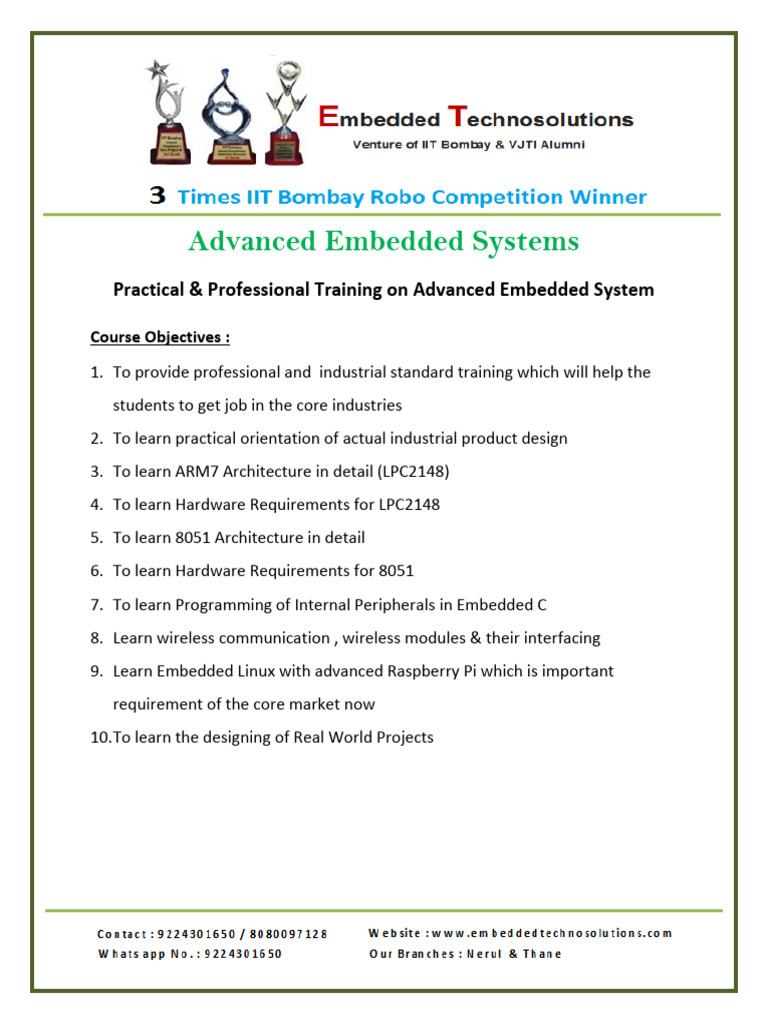 Advanced Embedded Systems Syllabus | PDF | Microcontroller | Embedded System