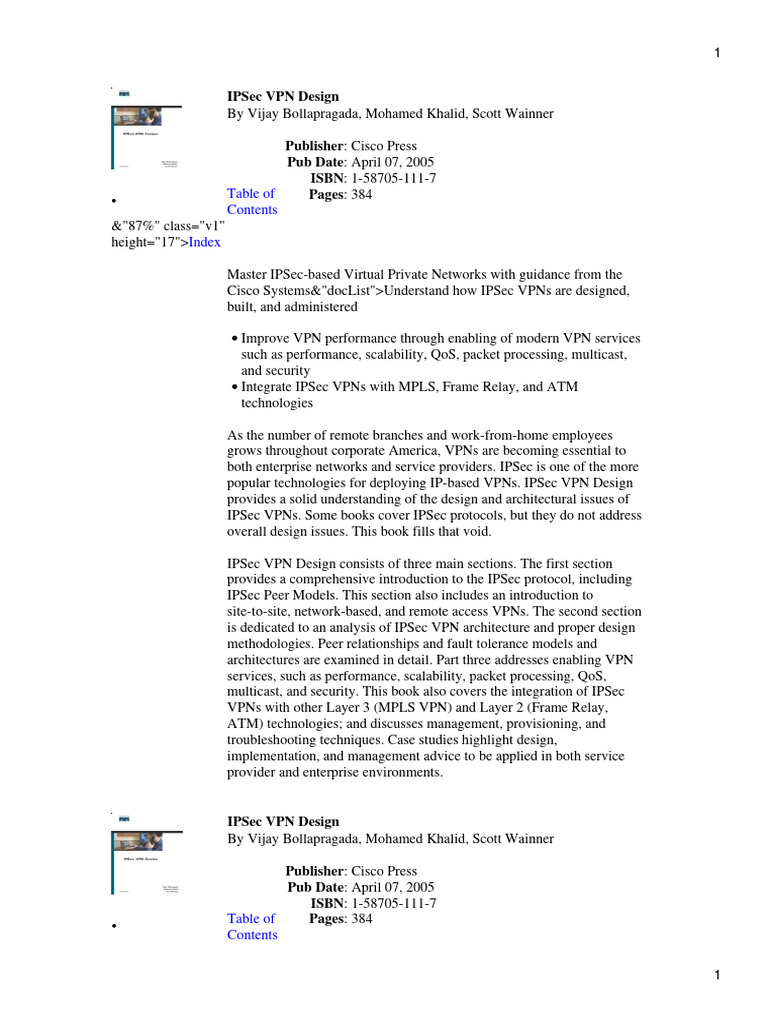 Ipsec VPN Design | PDF | Virtual Private Network | Public Key Cryptography
