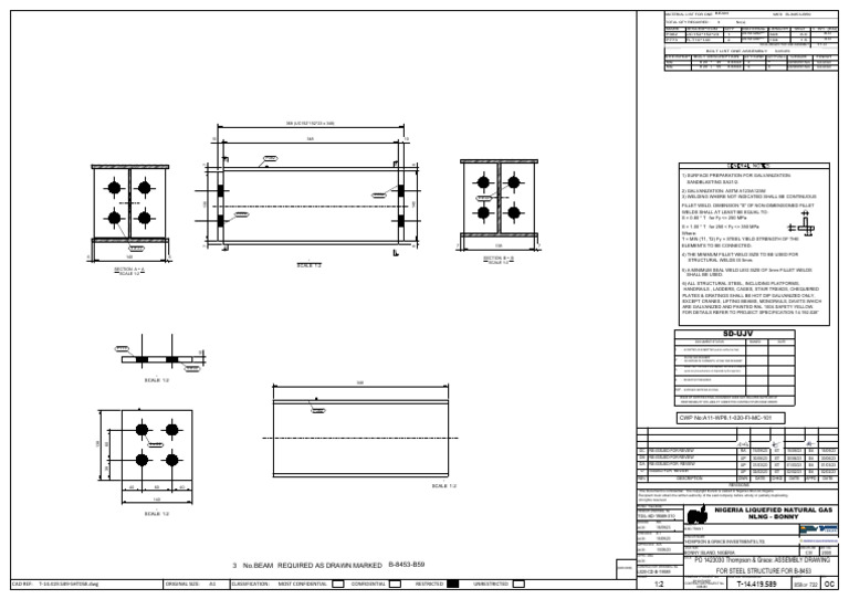 Assembly Drawing for Steel Structure B-8453 | PDF | Steel | Mechanical ...