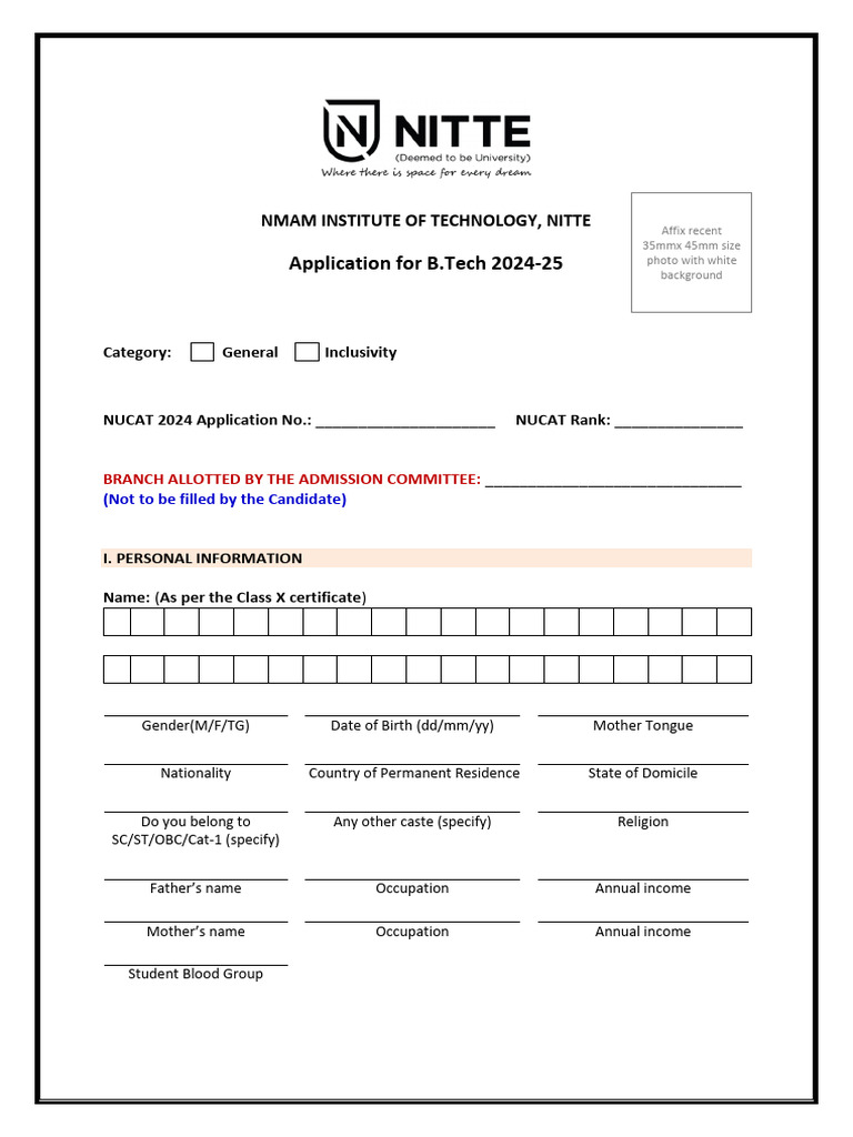 Nitte BTech 2024-25 Application | PDF | Government | Justice