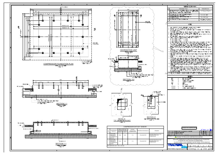 1200 SCMH Compressor Foundation Plan | PDF | Gases