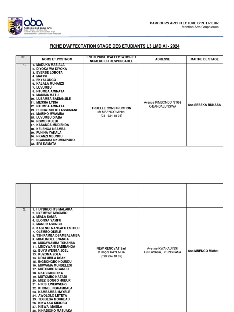 Affectation Stage l3 LMD Ai 2024 01 | PDF