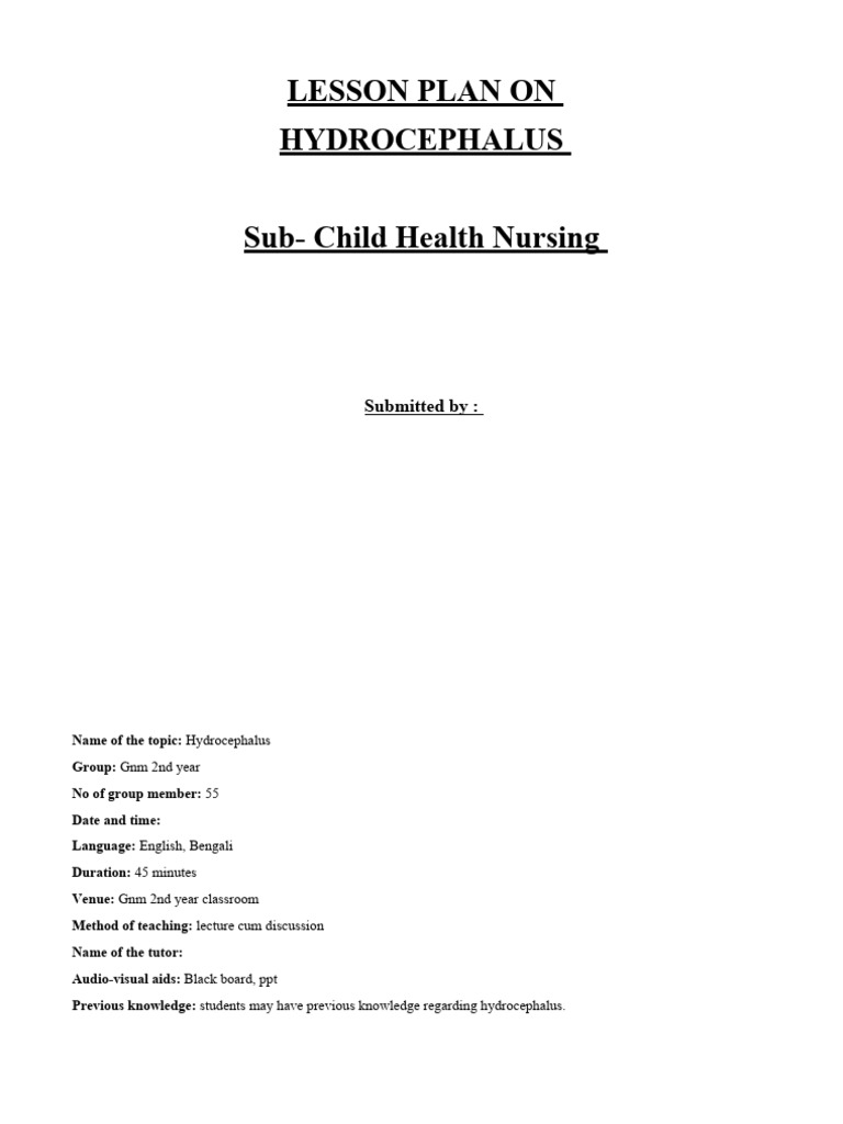 Lesson Plan 2 CHN GNM 2nd | PDF | Cerebrospinal Fluid | Clinical Medicine