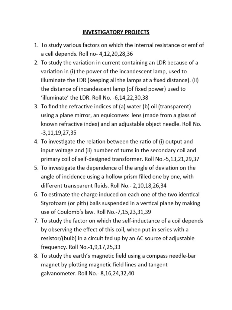 Investigatory Projects | PDF