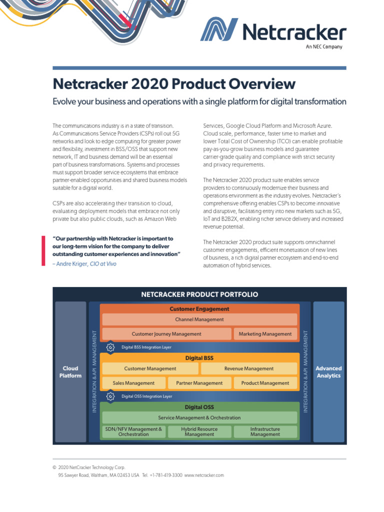 Netcracker 2020 Product Overview | PDF | Cloud Computing | Business