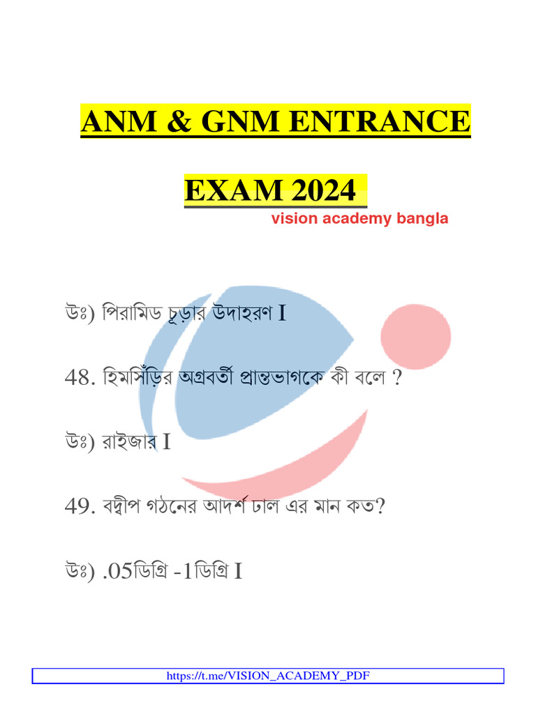 Anm & Gnm Entrance Exam | PDF
