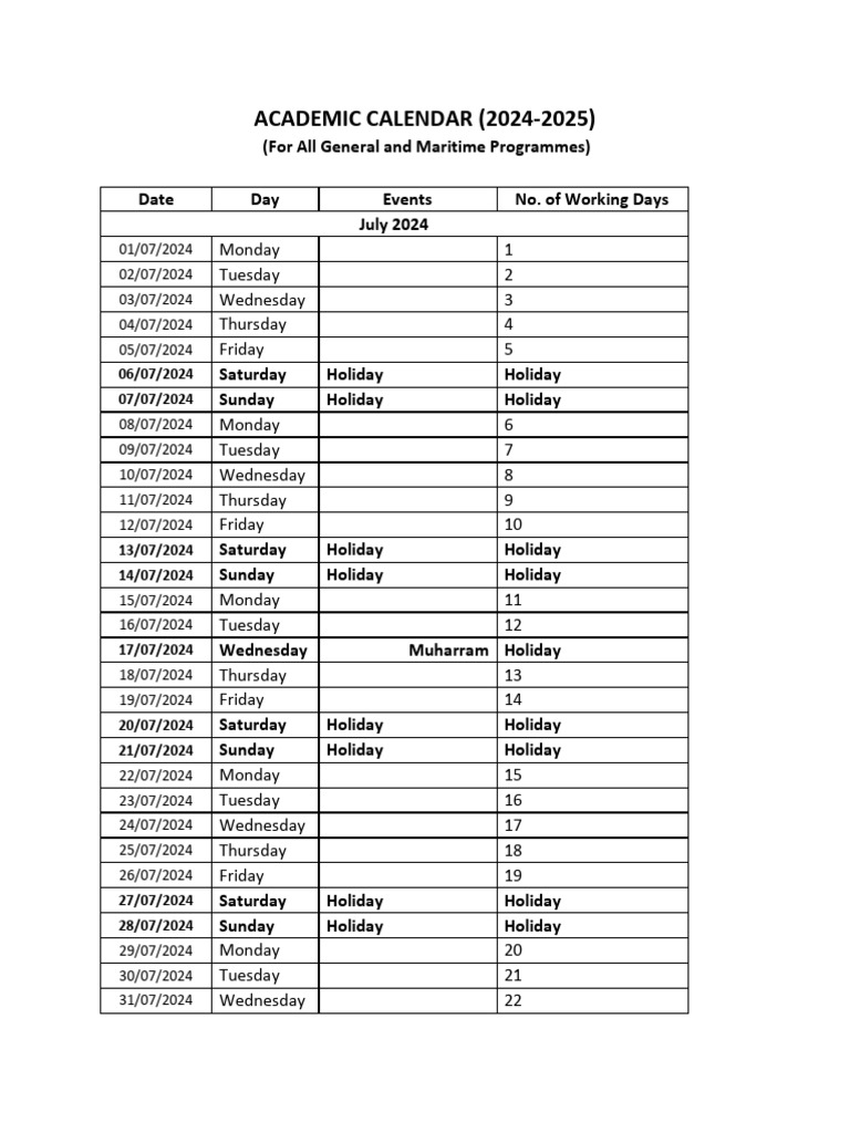 Academic Calendar (2024-2025) | PDF | Academic Term | Holidays