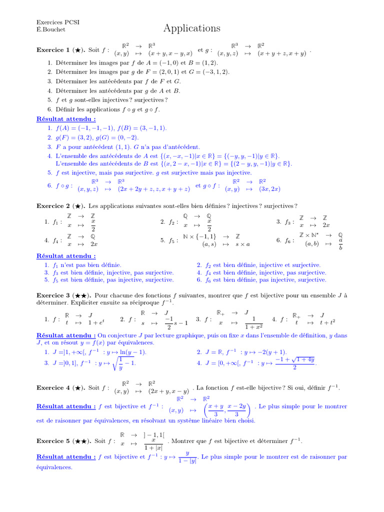 Exercices-Applications Resultats | PDF | Analyse mathématique | Logique mathématique