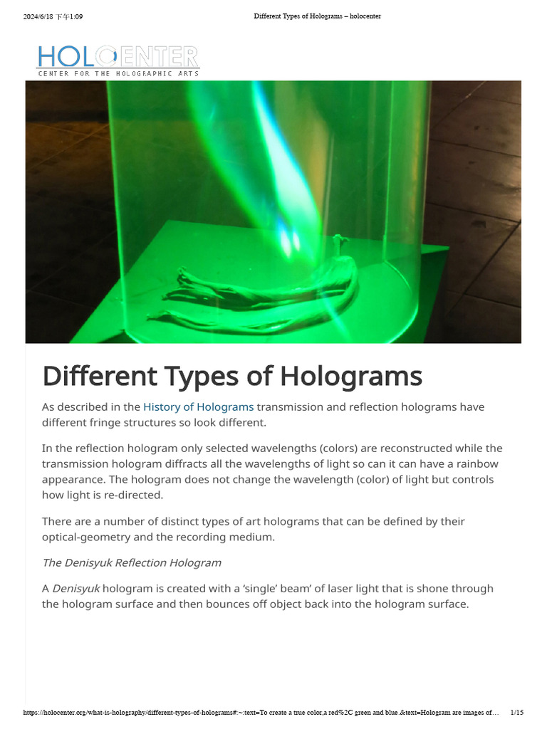 Different Types of Holograms - Holocenter | PDF | Holography | Color