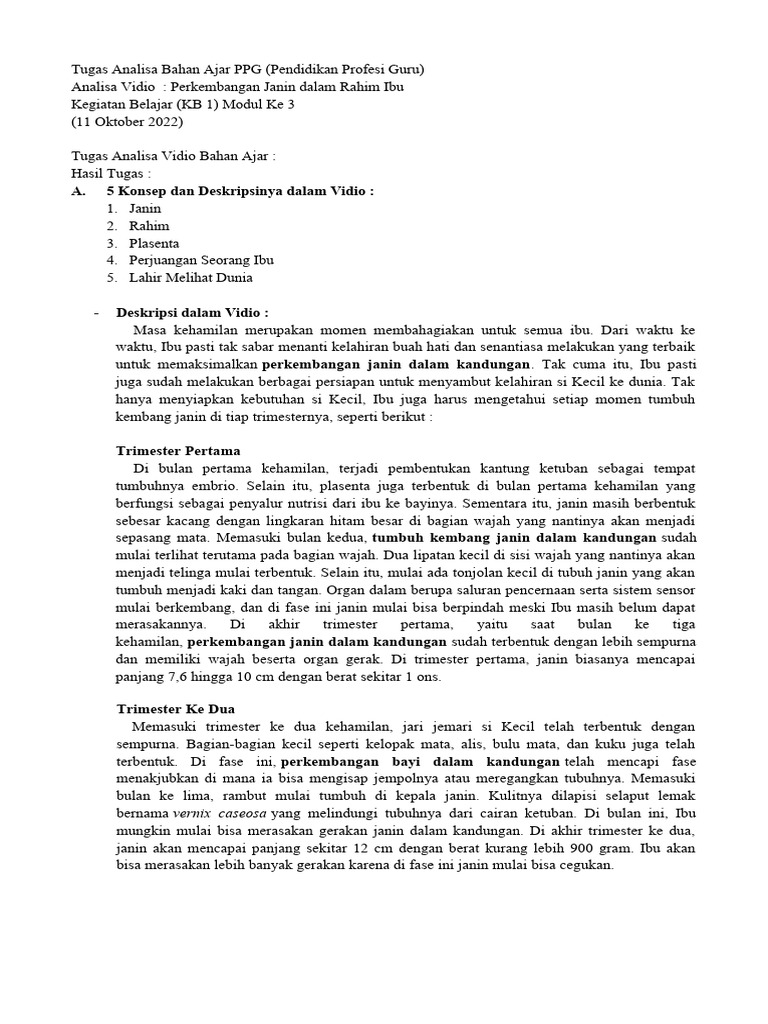 Tugas Analisa Bahan Ajar PPG Modul 3 KB 1 | PDF | Kesehatan Holistik