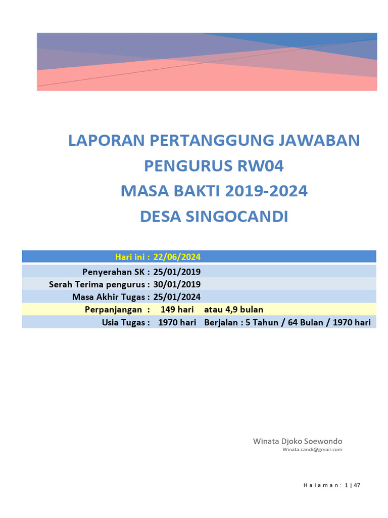 Laporan Pertanggungjawaban Pengurus RW04 Periode 2019_2024 | PDF