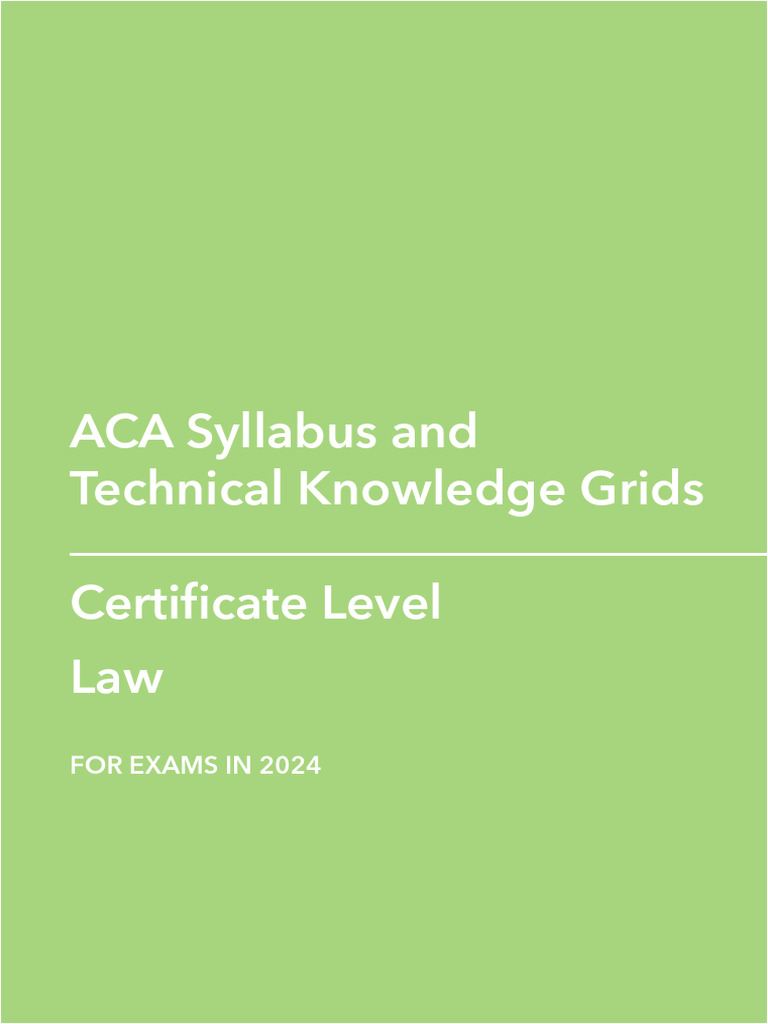 ACA Certificate Level Law Syllabus 2024 | PDF | Accounting | Information