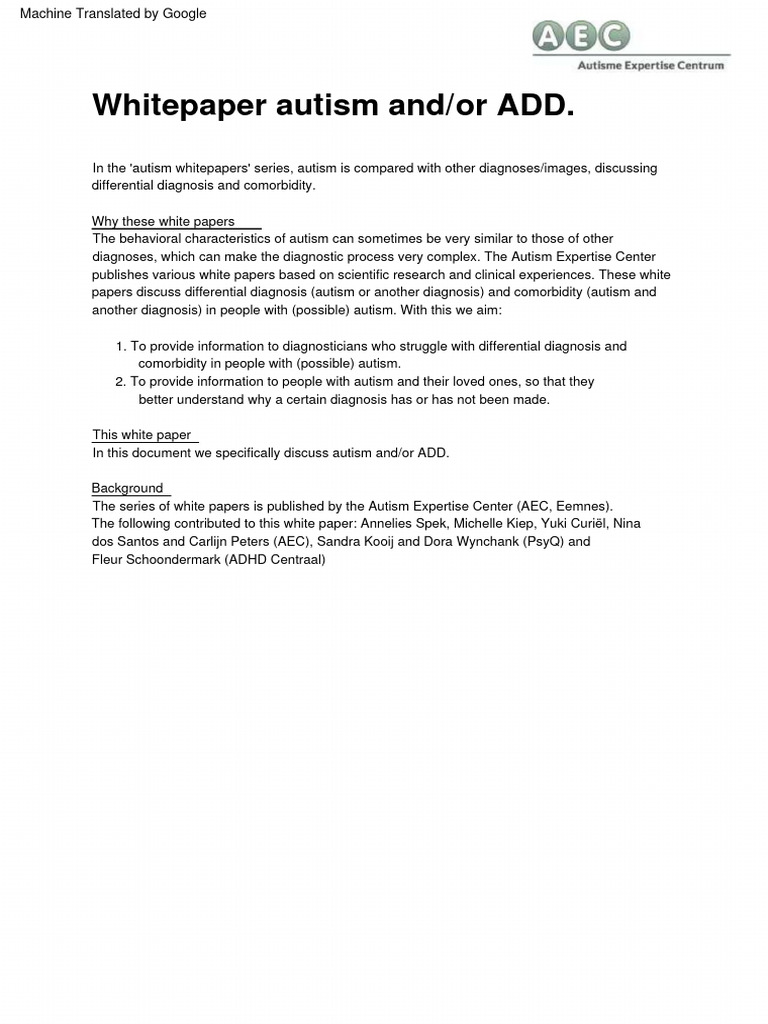 Difference between ADHD and Autisim | PDF | Attention Deficit ...