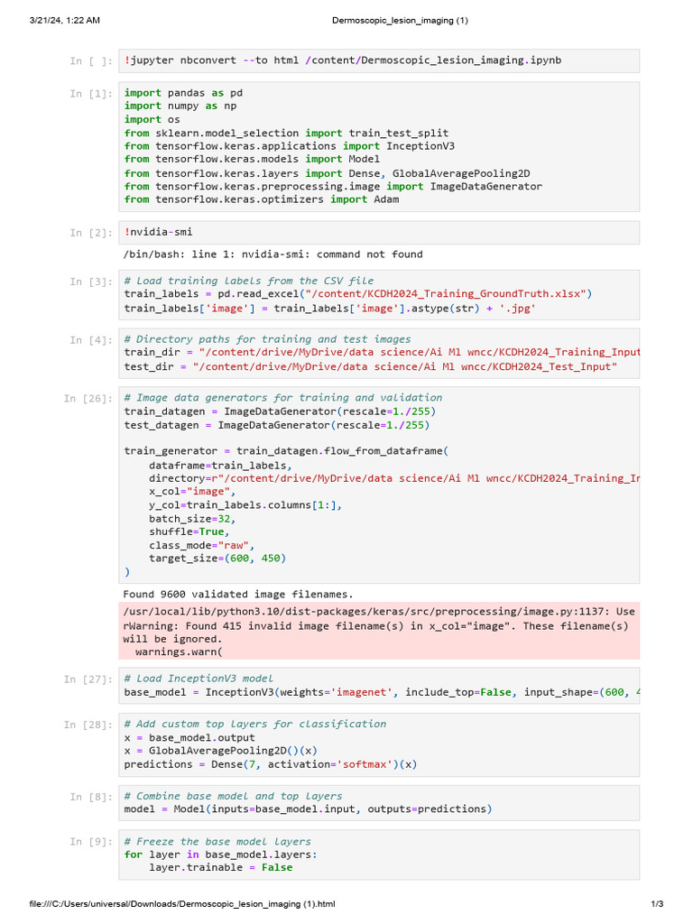 Dermoscopic - Lesion - Imaging Trail PDF (Epoch 1) | PDF | Filename ...