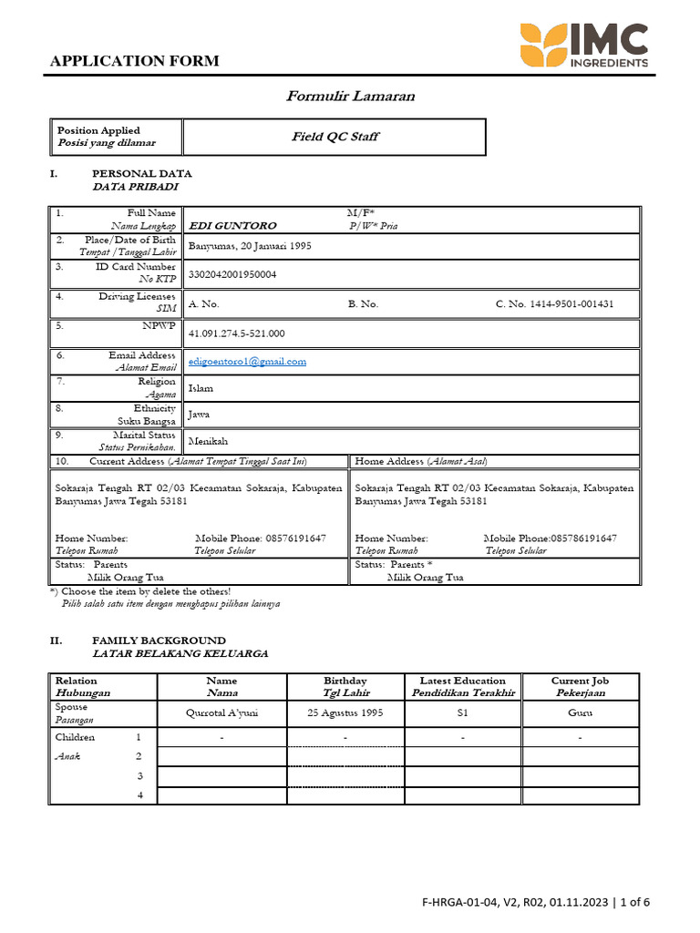 F-HRGA-01-04 Form Application V2 R02 | PDF
