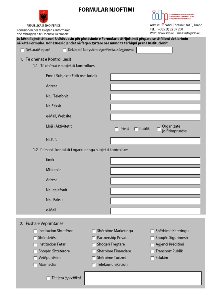 Formular Njoftimi-1 | PDF