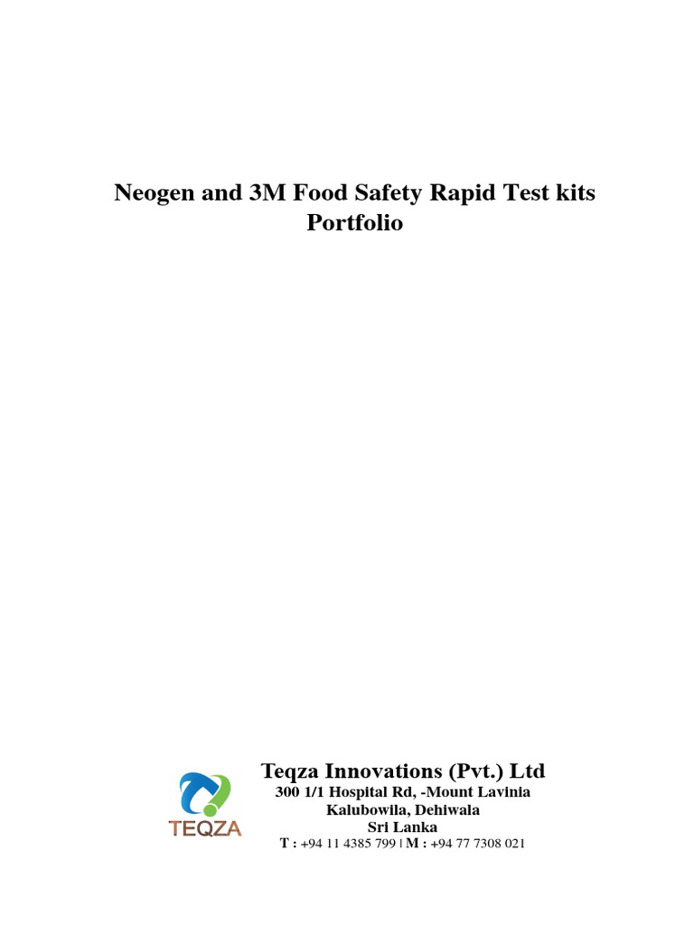 Neogen and 3M Food Safety Rapid Test Kits Portfolio | PDF | Elisa ...
