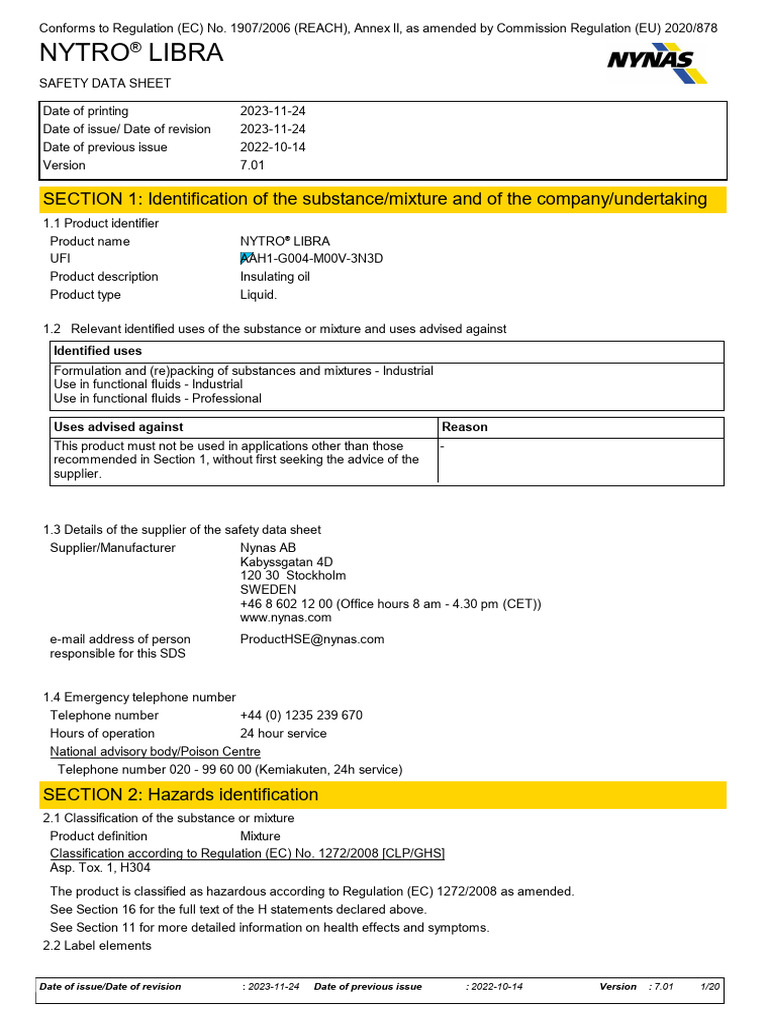 Nytro Libra - SE - en - SDS | PDF | Waste | Waste Management