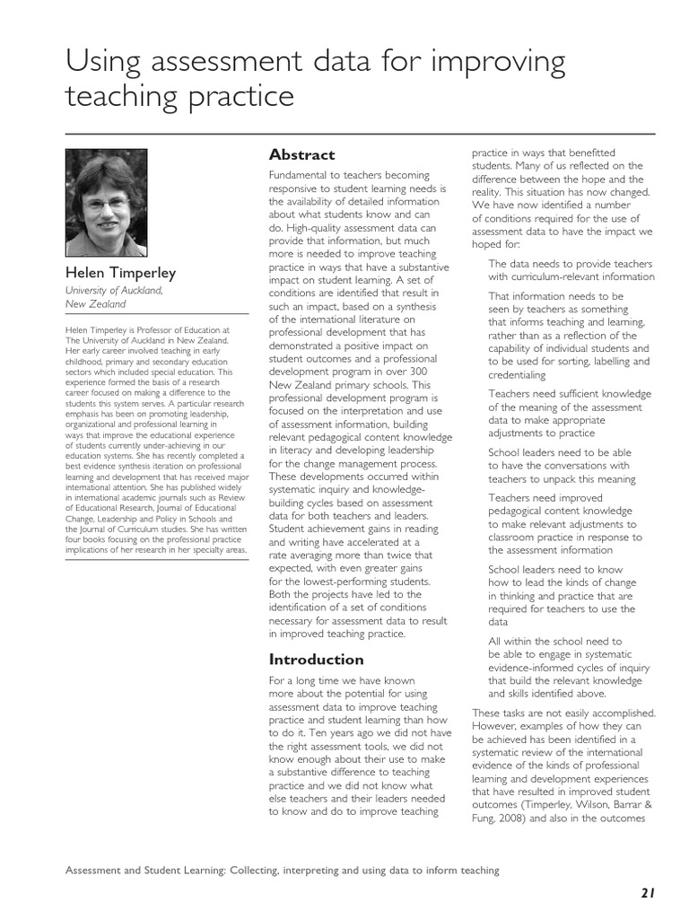 Using Assessment Data For Improving Teaching Practice | PDF ...