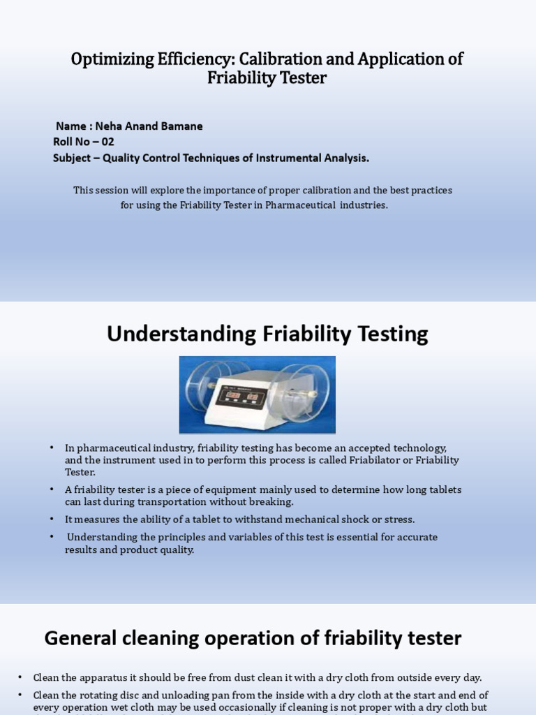 02 Friability Test | PDF | Tablet (Pharmacy) | Calibration