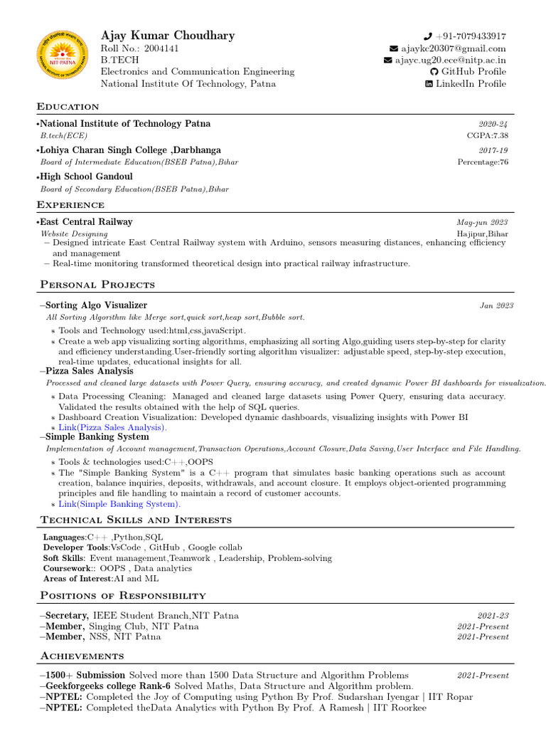 Ajay20307_Resume | Download Free PDF | Information Technology Management | Computer Science
