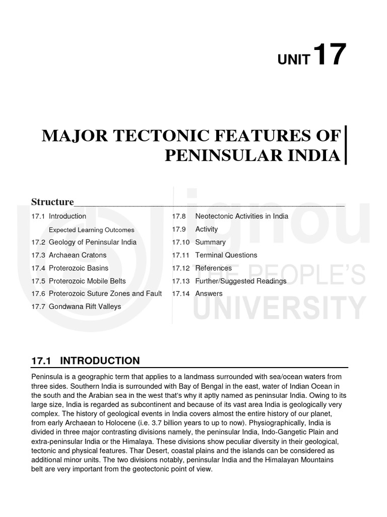 Tectonic Features of Peninsular India | PDF | Rift | Tectonics