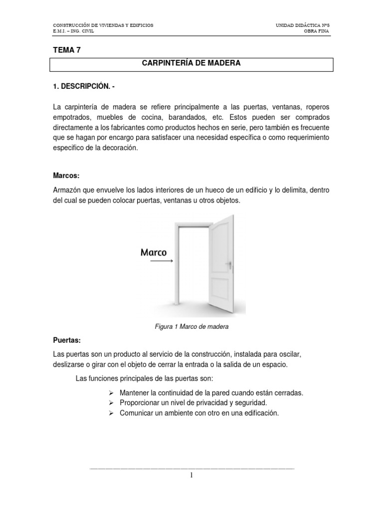 Tema 7 Carpinteria de Madera | PDF | Ventana | Carpintería