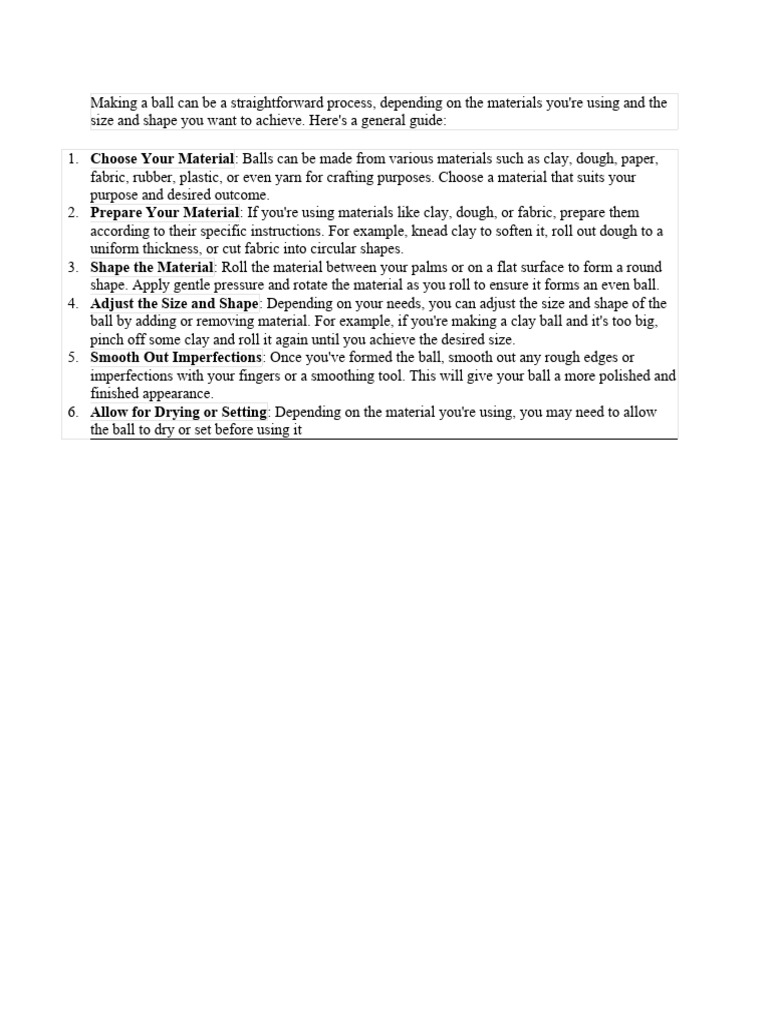 Making A Ball Can Be A Straightforward Process | PDF