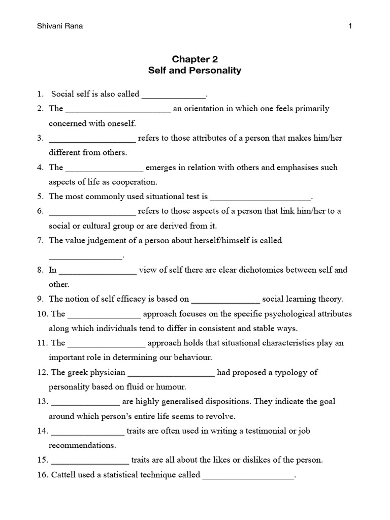 chapter 2 question bank | PDF | Id | Self