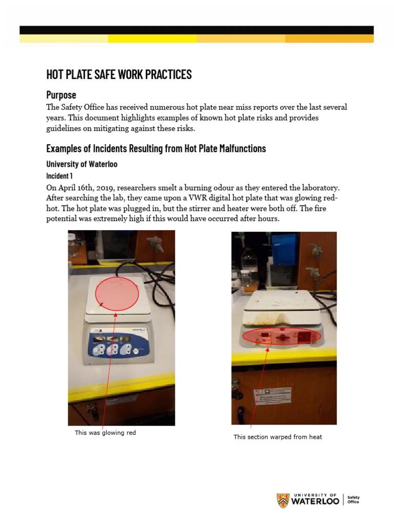 Hot Plate Safe Work Practices v.1.1 Mar2023 | PDF | Fires | Switch