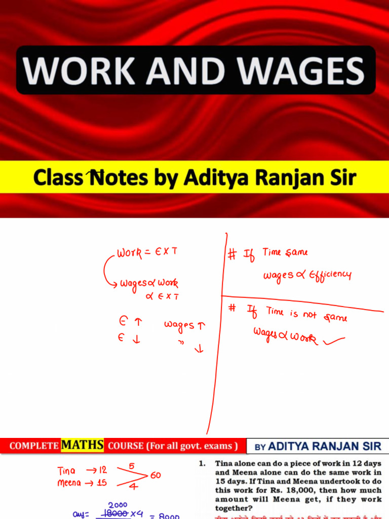 080 Mathematics Work & Wages Work & Wages Class Notes | PDF