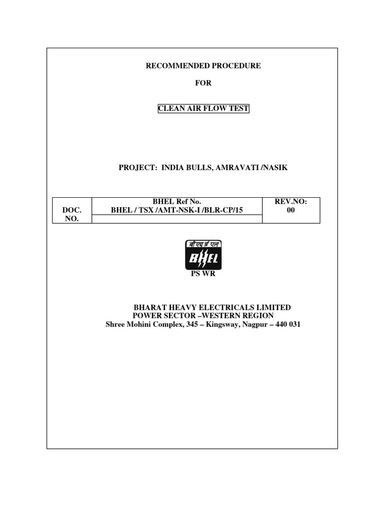 CLEAN AIR FLOW TEST Procedure | PDF | Mechanical Engineering | Chemical ...