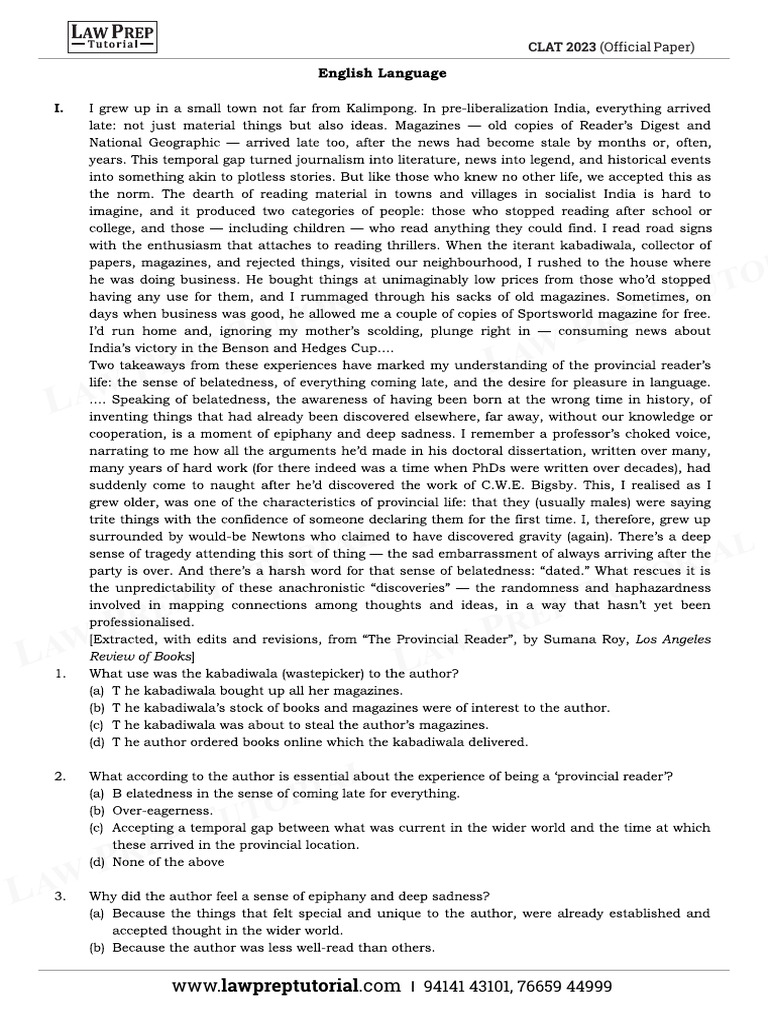 Clat 2023 | PDF