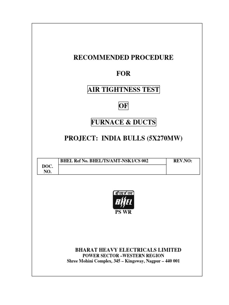 Air Tightness Test Procedure for Boilers | PDF | Boiler | Energy Technology