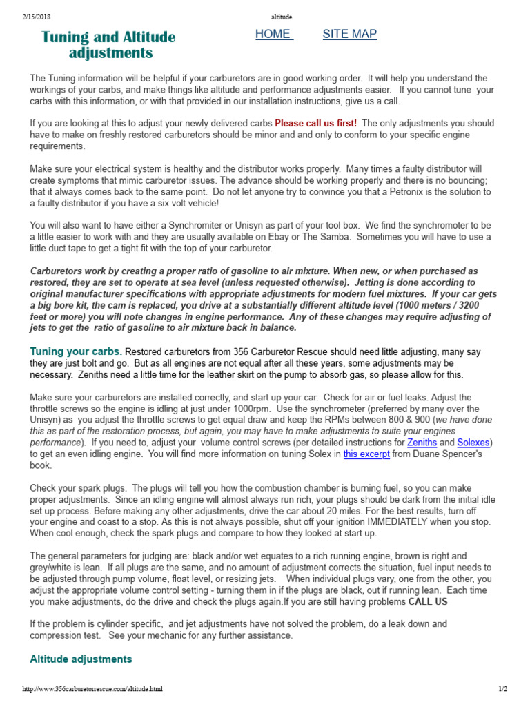 Carb Tuning for Altitude Adjustments | PDF | Carburetor | Throttle