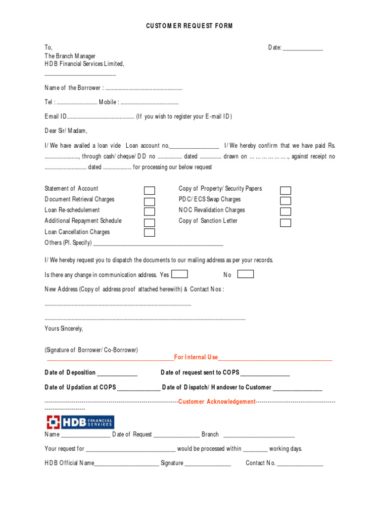 Miscellaneous Service Request Form | PDF | Banking | Financial Services