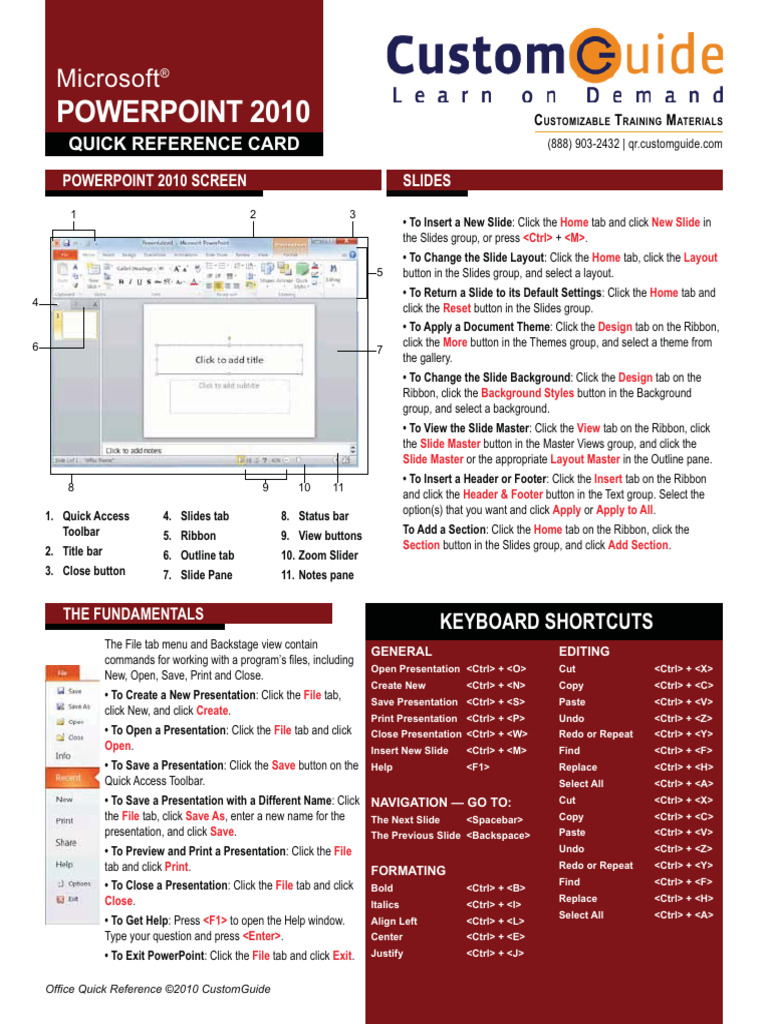 QR Powerpoint Quick Reference 2010 | PDF | Button (Computing) | Microsoft Power Point
