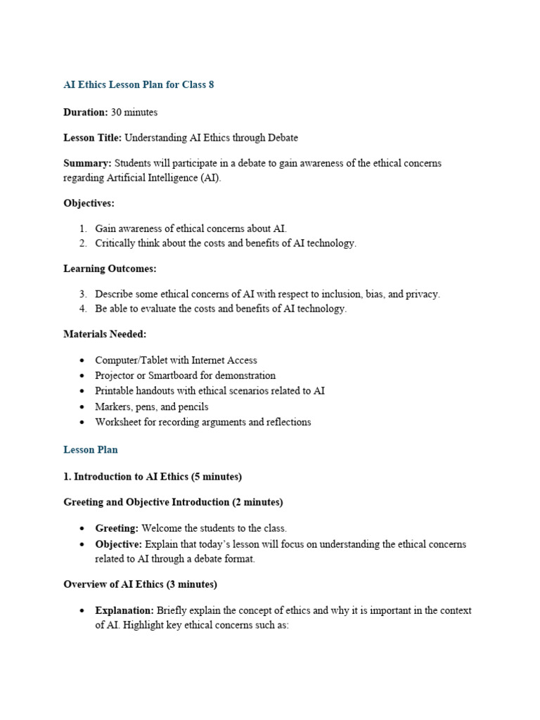 AI Ethics Fifth Period Class 8 | PDF | Artificial Intelligence ...