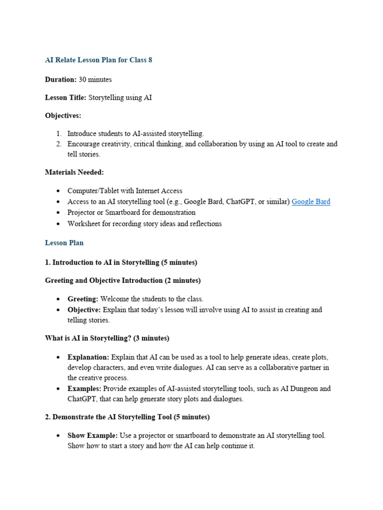 AI Relate Second Period Interactive Story Writing Using AI For Class 8 ...