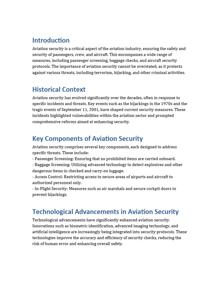 Importance of Aviation Security | PDF | Airport Security | Computer ...
