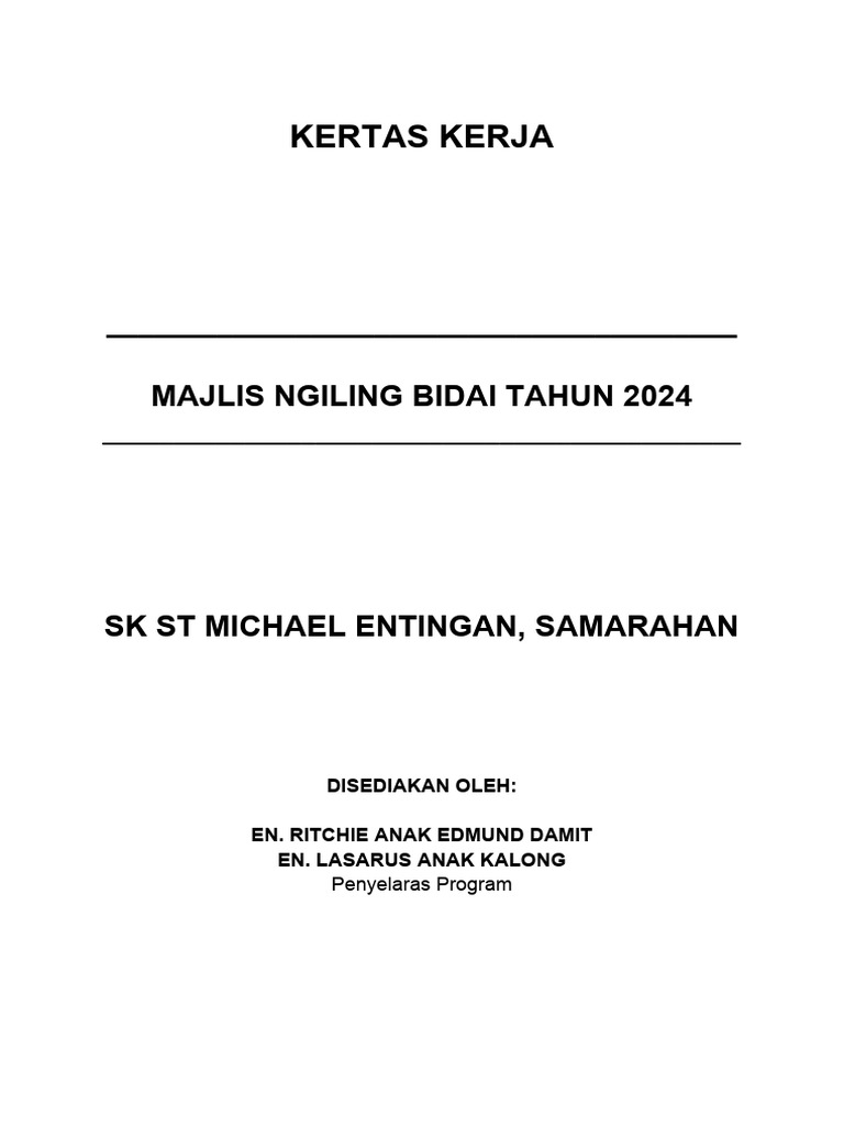 Kertas Kerja Sambutan Ngiling Bidai SK ST Michael | PDF