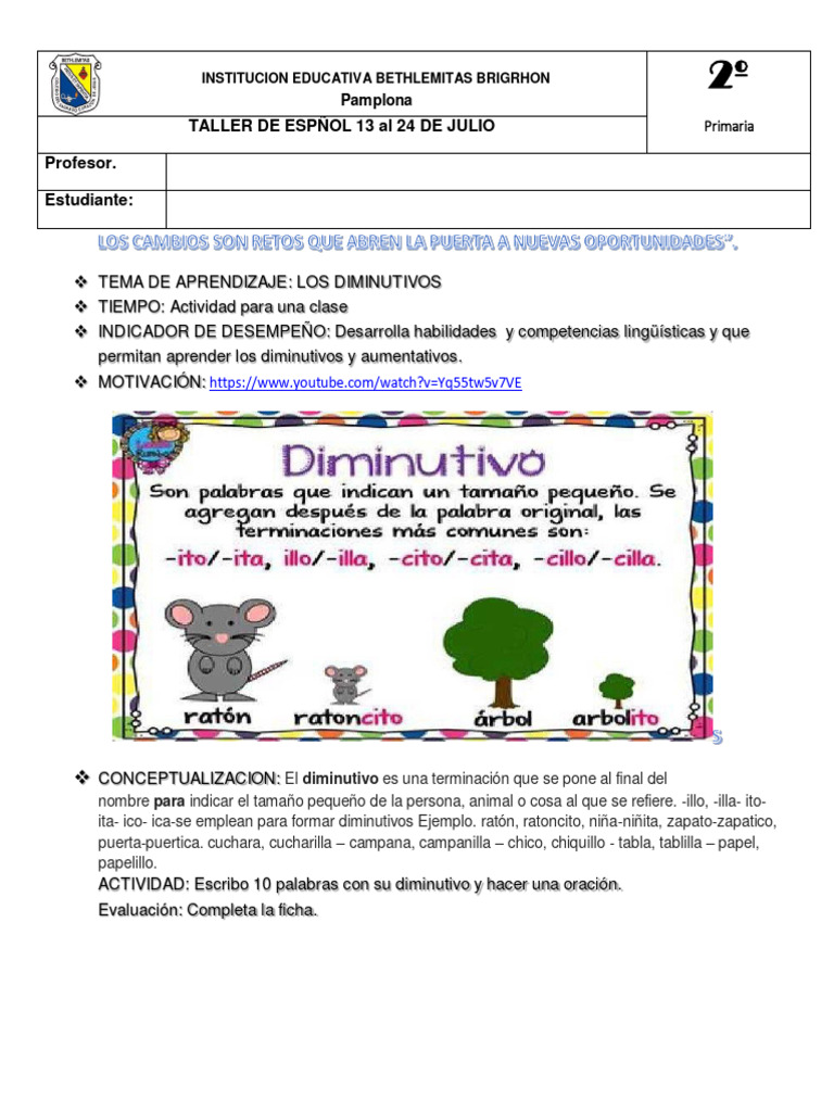 Diminutivo y Aumentativo 2 | PDF