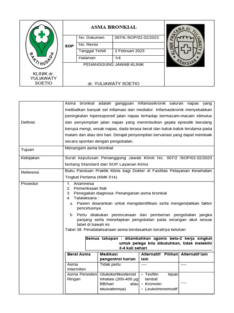SOP Asma Bronkial | PDF